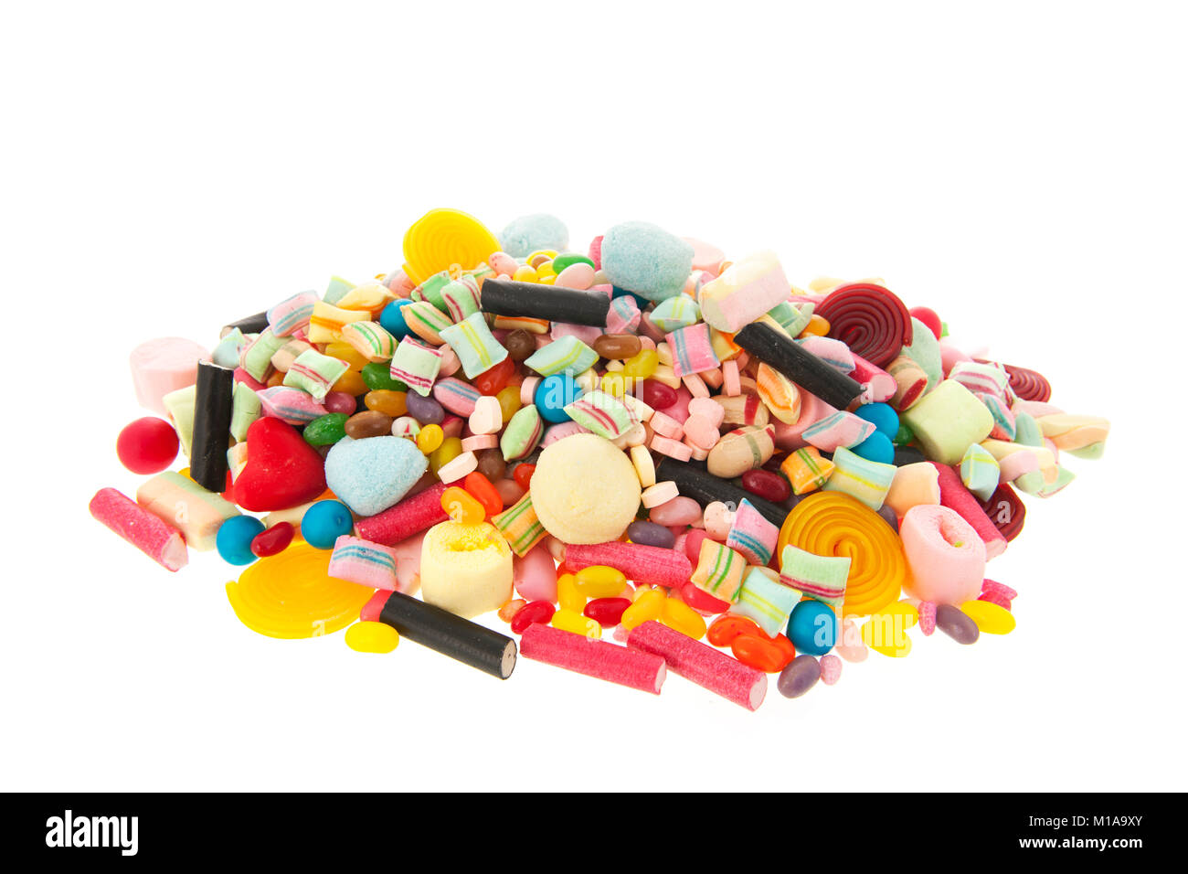 Mixed colorful candy isolated over white background Stock Photo - Alamy
