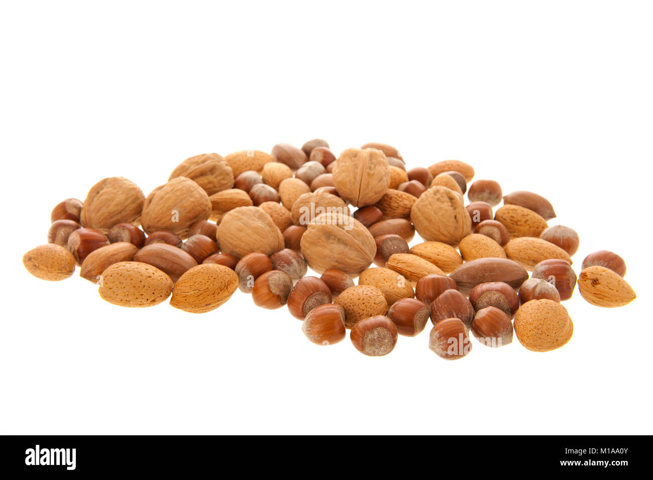 assortment nuts isolated over white background Stock Photo - Alamy