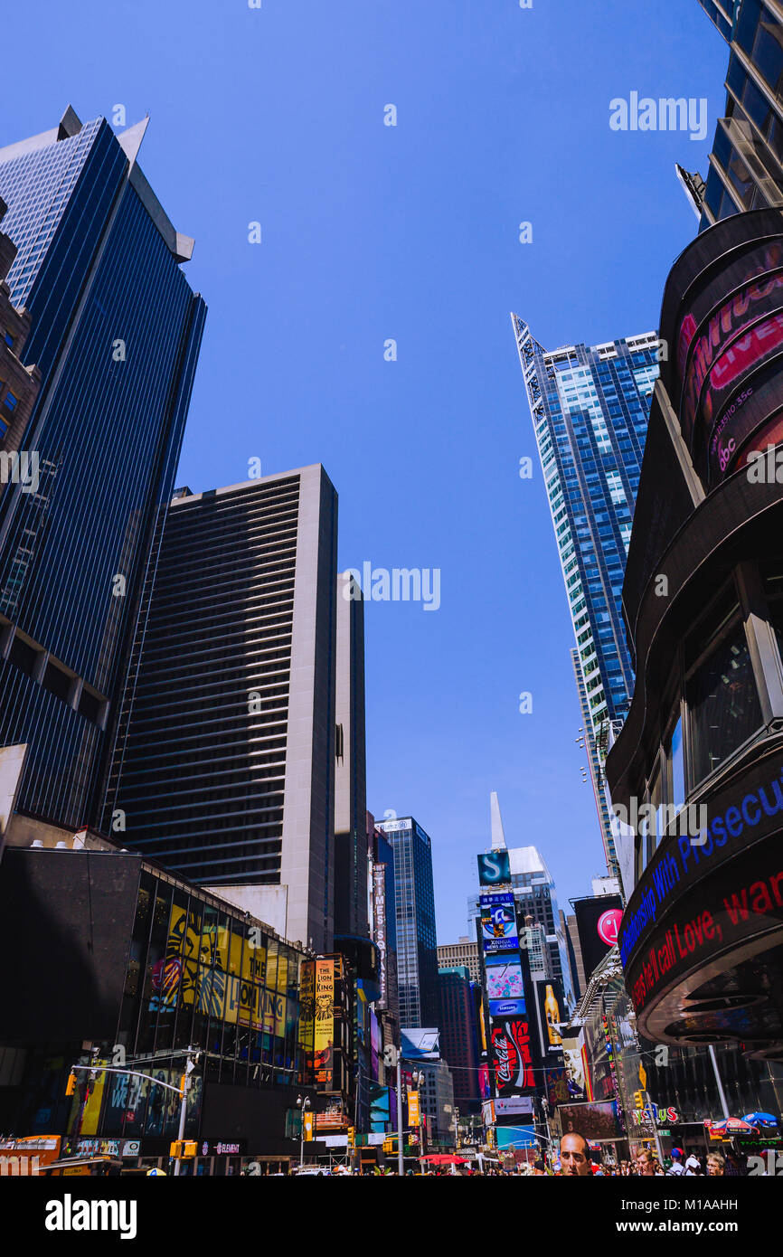 NEW YORK, NY - June 8th, 2014: detail of busy Times Square in Manhattan ...