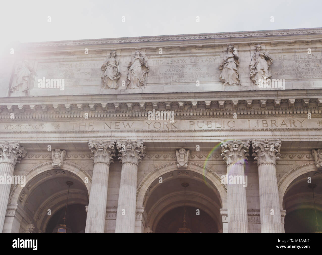 NEW YORK, NY - June 8th, 2014: detail of the New York Public Library ...