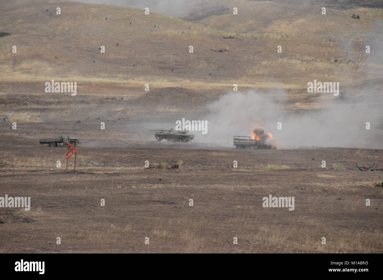 M1 Abrams main battle tanks from the California Army National Guard's ...