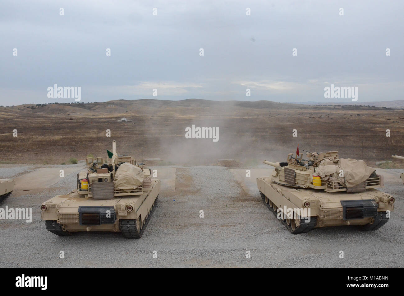 M1 Abrams main battle tanks from the California Army National Guard's ...