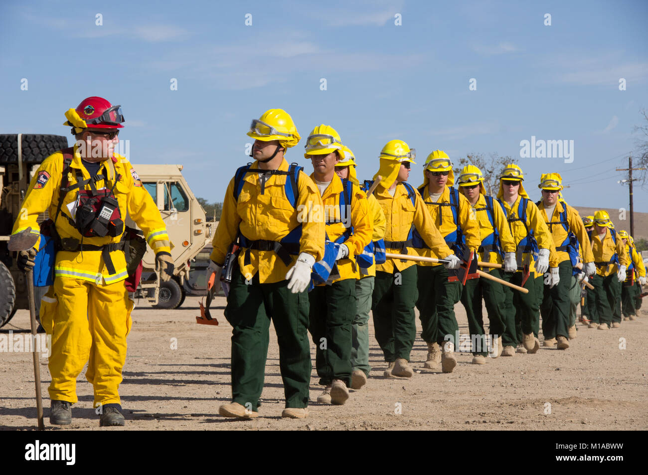 Fire Hands lining up and learning marching commands from a CAL FIRE ...