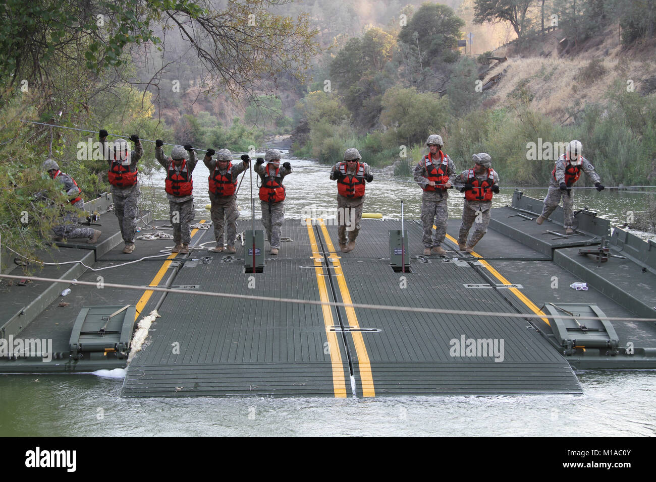 The 132nd Multirole Bridge Company deployed a floating bridge over ...