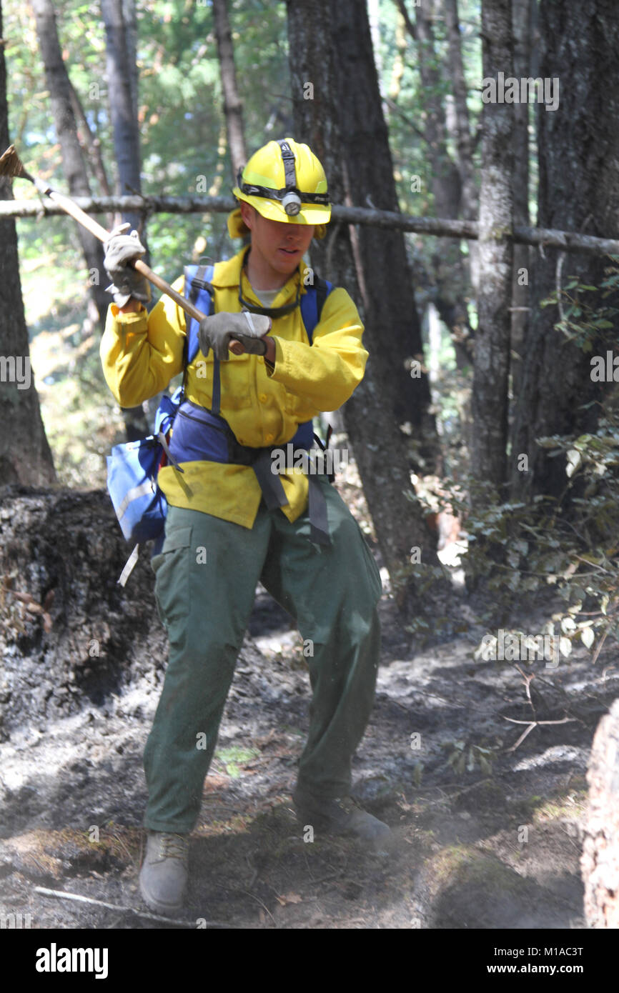 A member of Task Force Alpha, California Army National Guard, cuts ...