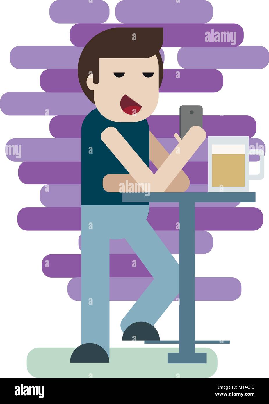 Man sitting alone at table Stock Vector Images - Alamy