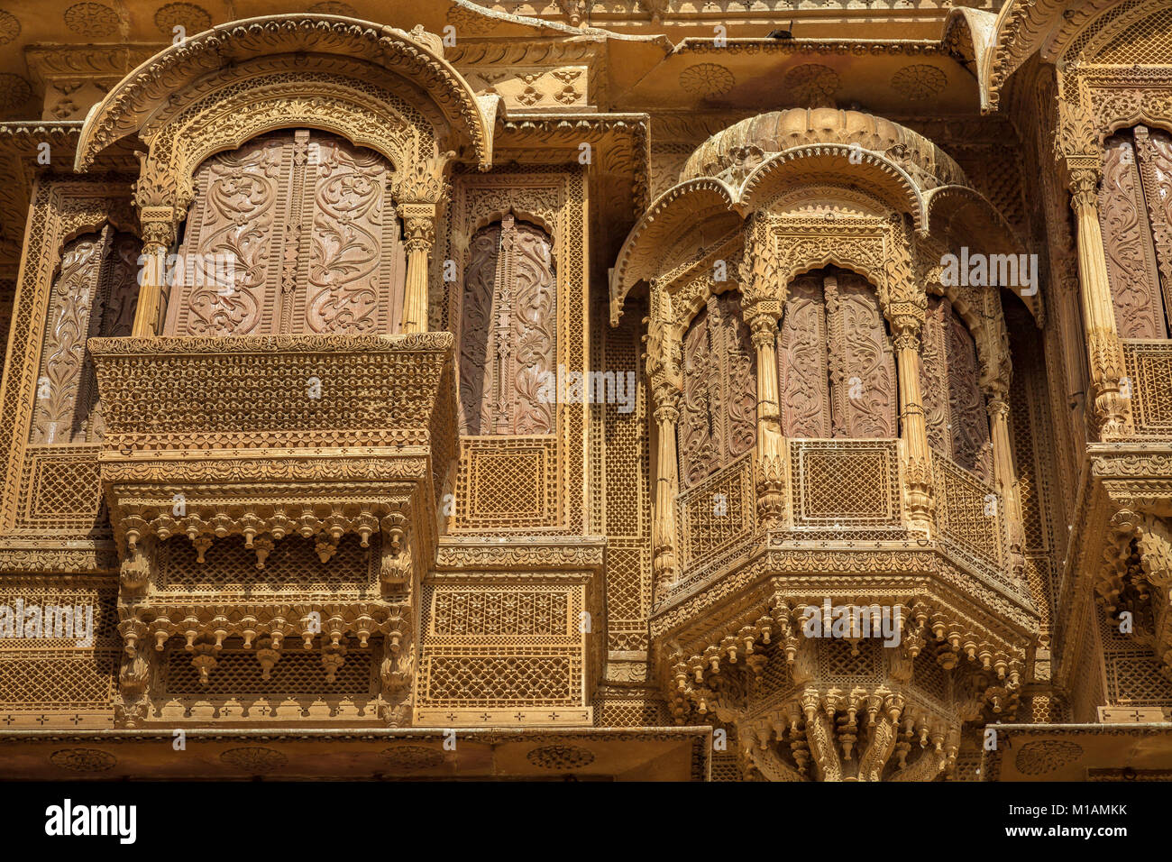 Rajasthan architecture artwork heritage building - Patwon ki Haveli. A ...