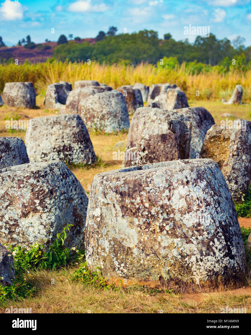 Archaeological landscape The Plain of jars. Laos Stock Photo - Alamy