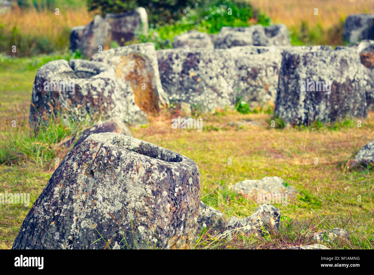 Archaeological landscape The Plain of jars. Laos Stock Photo - Alamy