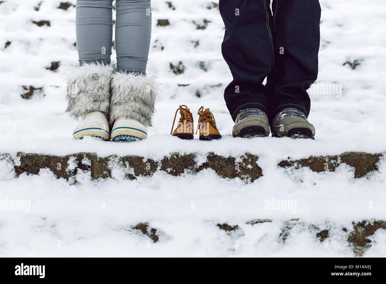 City Cesis, Winter, december, Latvia, Family wait burn girl, nature and ...