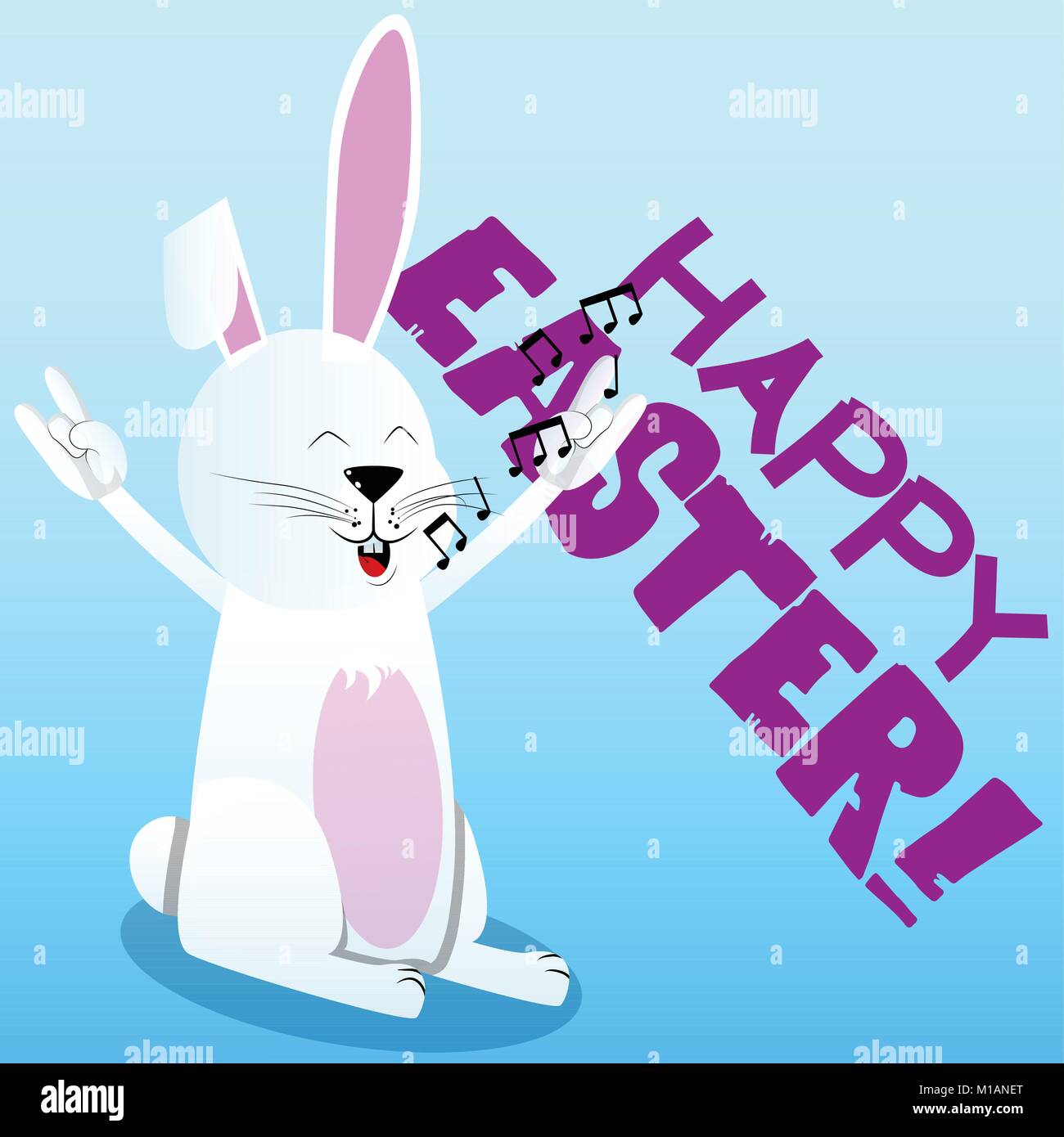 Easter bunny with hands in rocker pose. Vector cartoon character ...