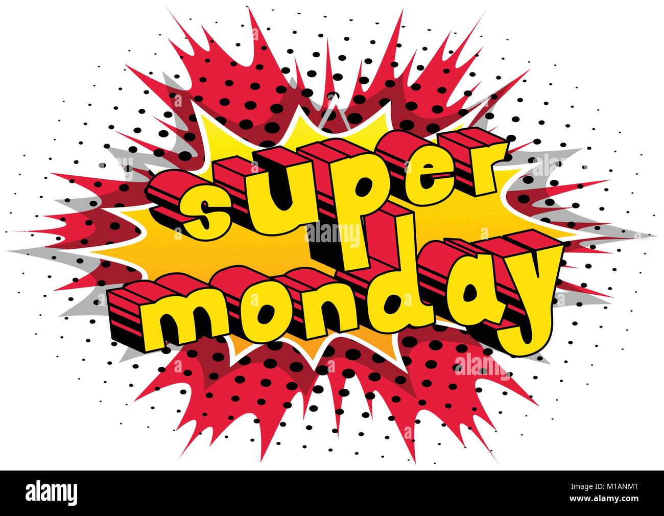 Super Monday - Comic book style word on abstract background Stock ...