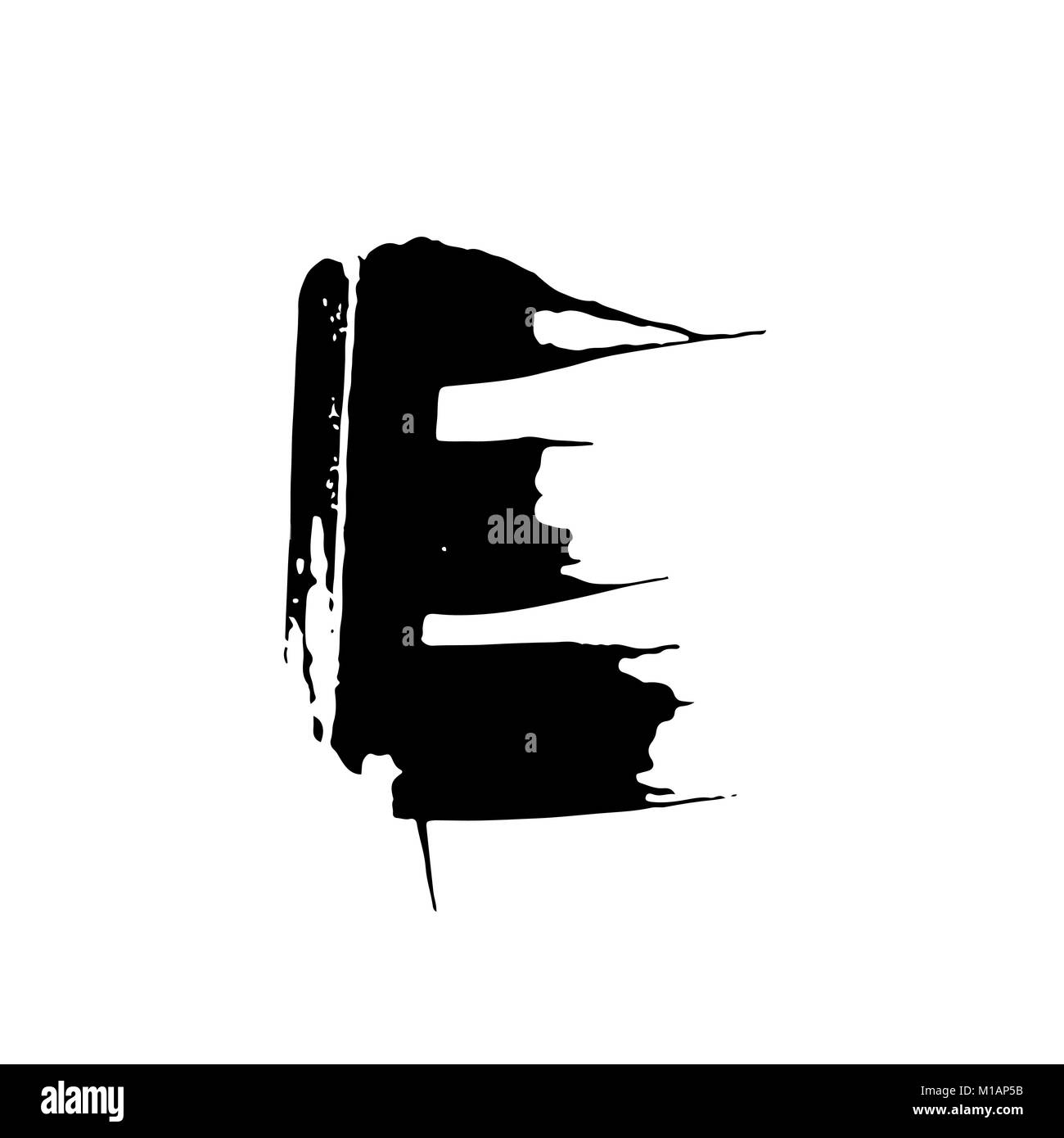 Letter E. Handwritten by dry brush. Rough strokes font. Vector ...