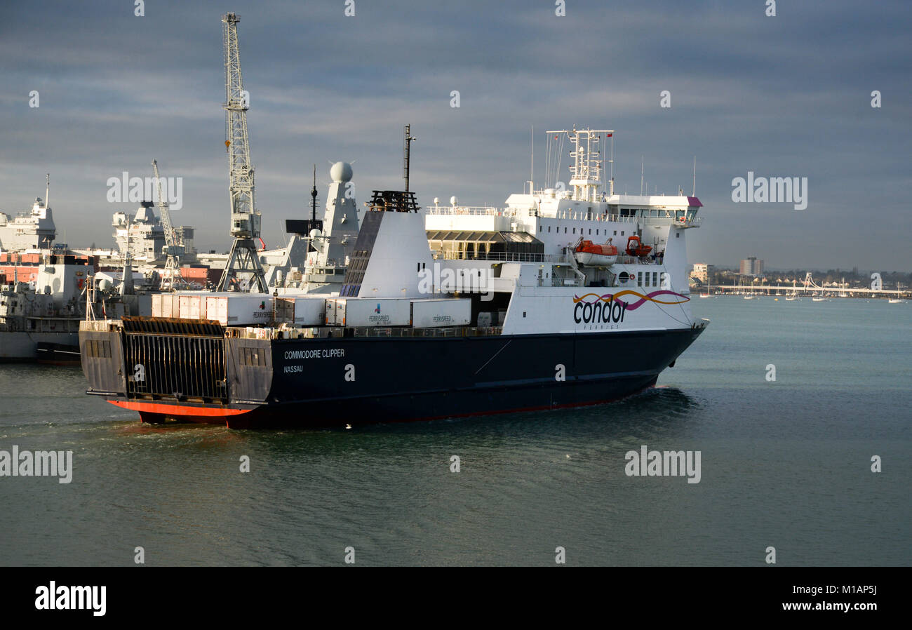 Condor Ferries, Commodore Clipper sailing from Portsmouth Stock Photo ...