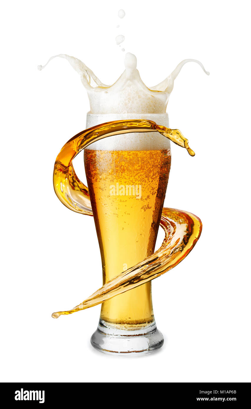 beer in glass with splash Stock Photo - Alamy