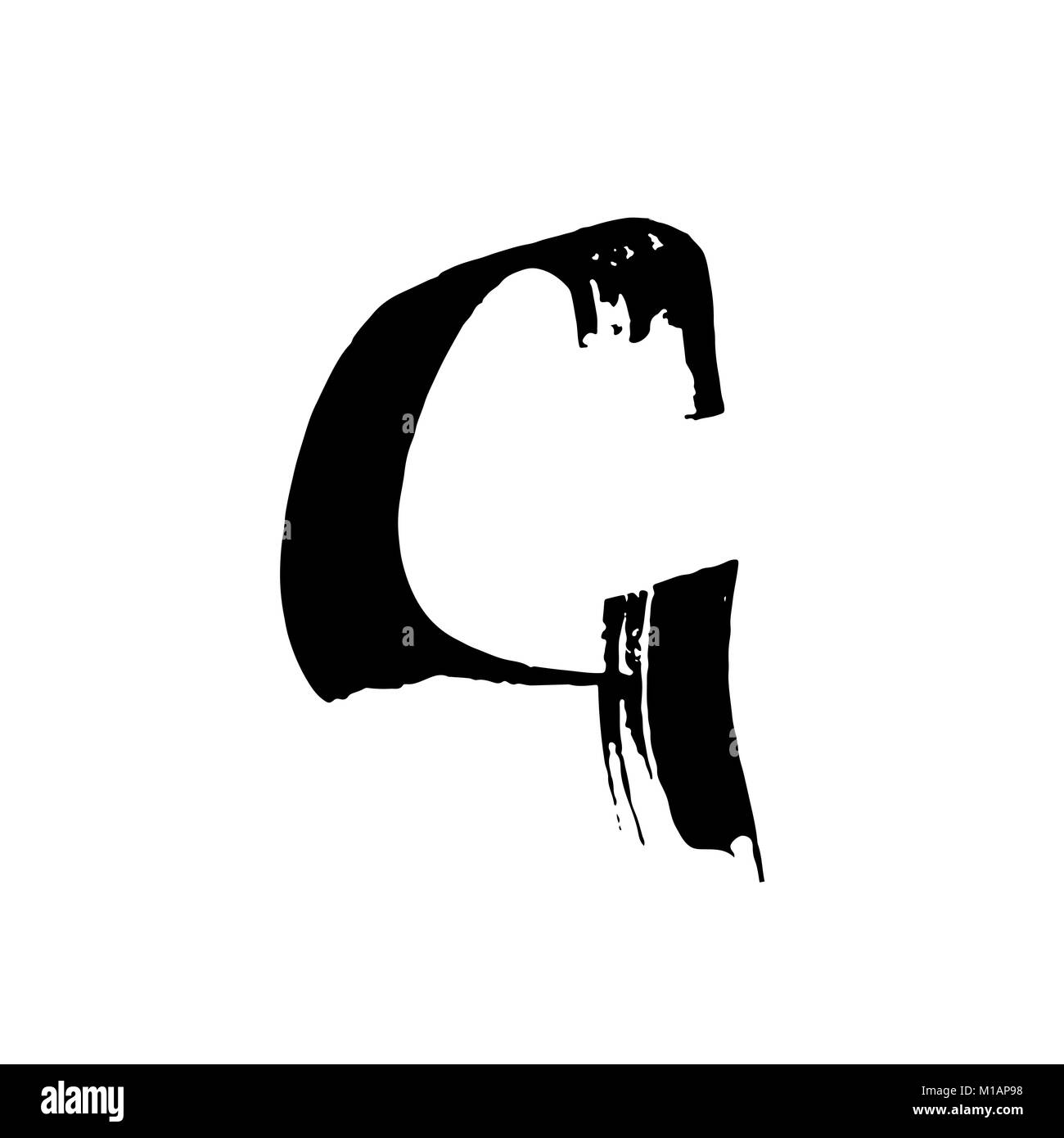 Letter G. Handwritten by dry brush. Rough strokes font. Vector ...