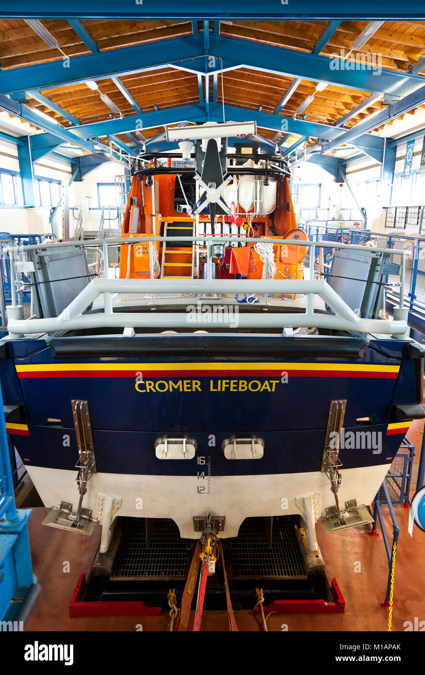 The Cromer Lifeboat in the shed at Cromer in Norfolk England UK Stock ...