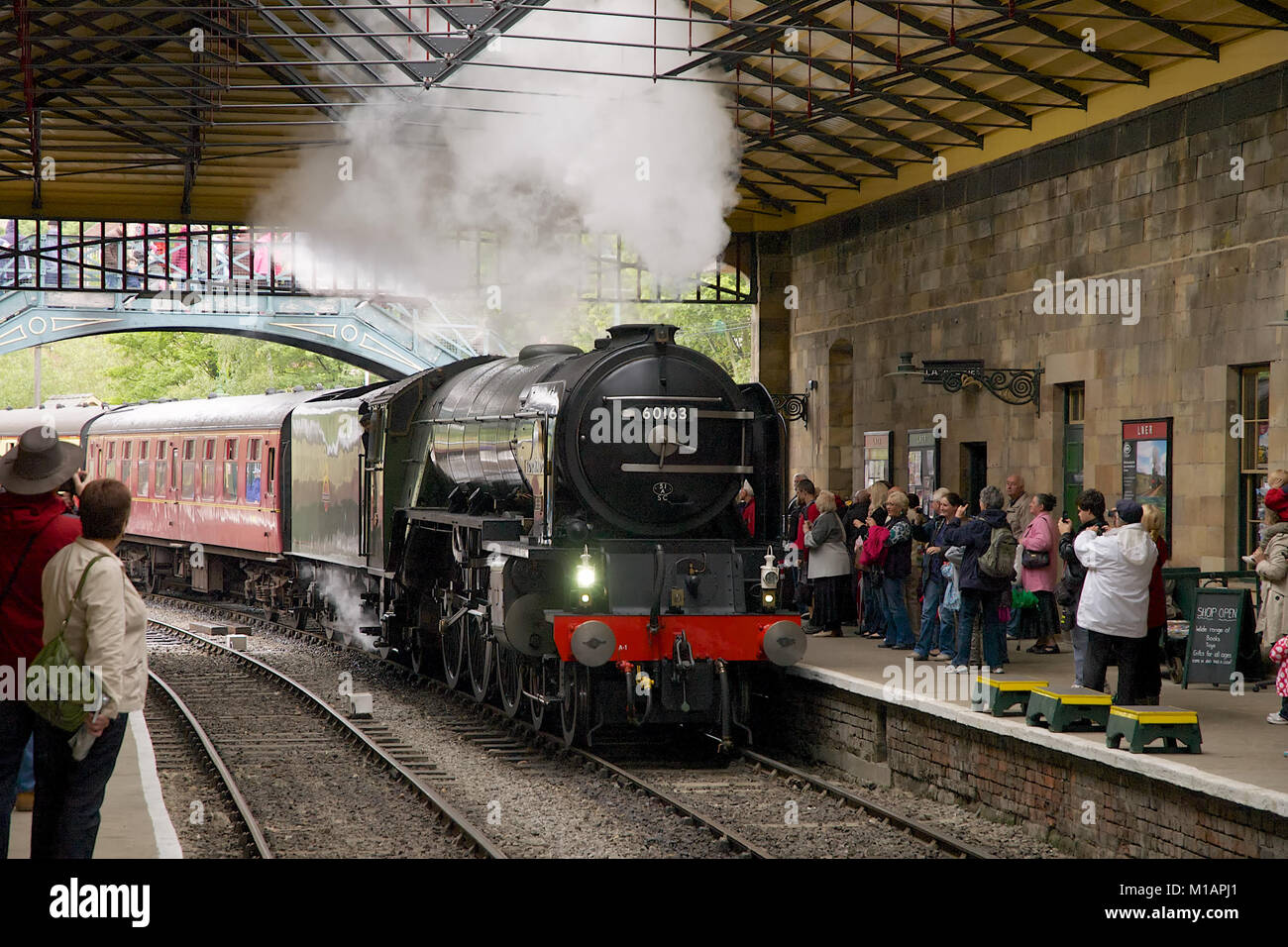 Steam locomotive Tornado arriving at Pickering station on the North ...