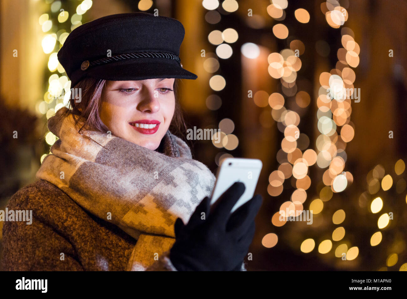 Pretty Girl Uses Smartphone Stock Photo - Alamy
