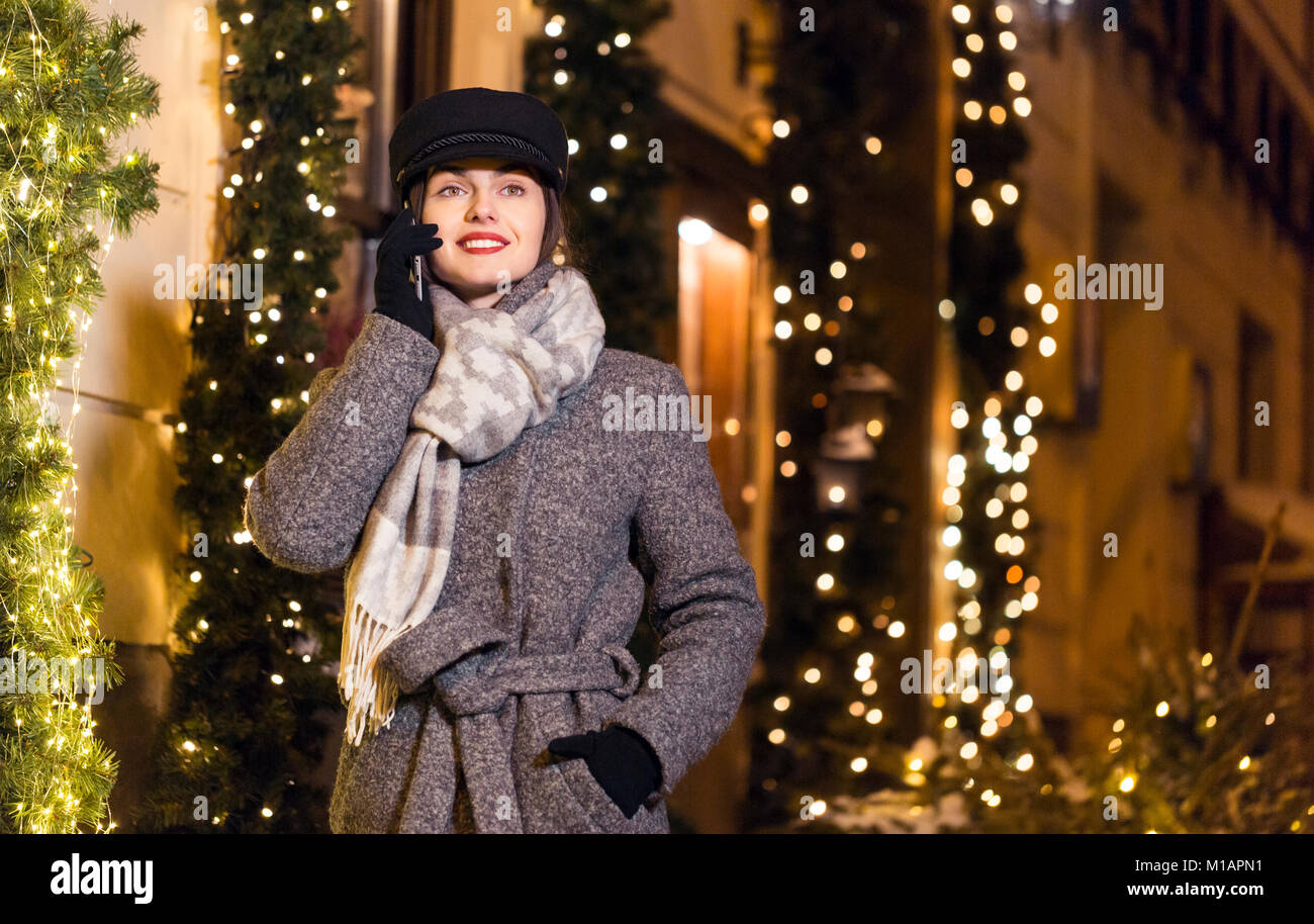 Pretty Girl Talks by Smartphone Stock Photo - Alamy