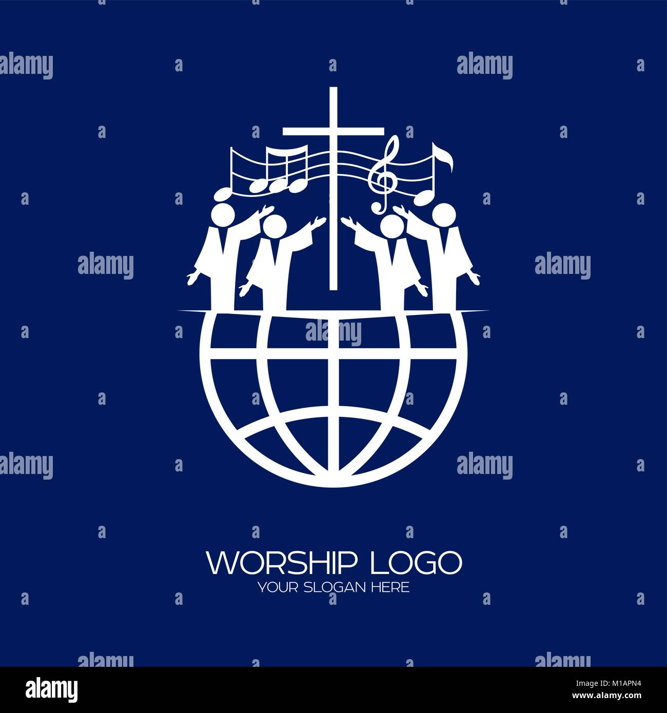 Music logo. Christian symbols. People of all nations and nationalities ...