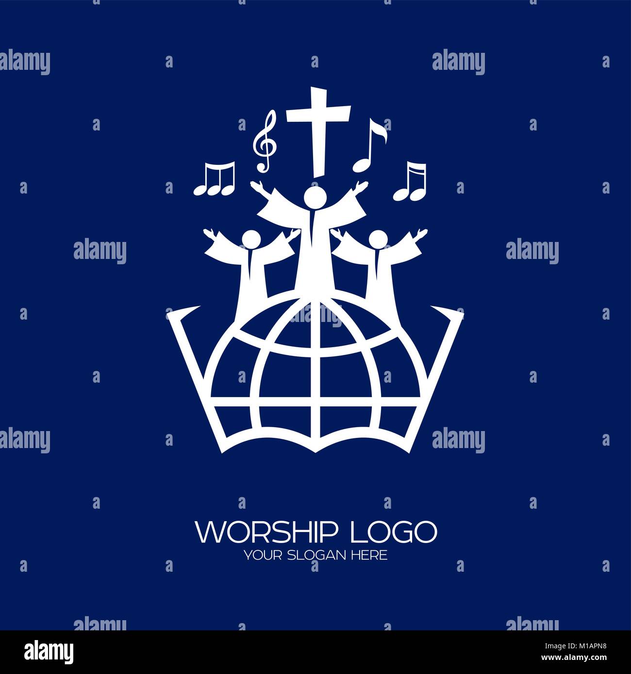 Music logo. Christian symbols. People of all nations and nationalities ...