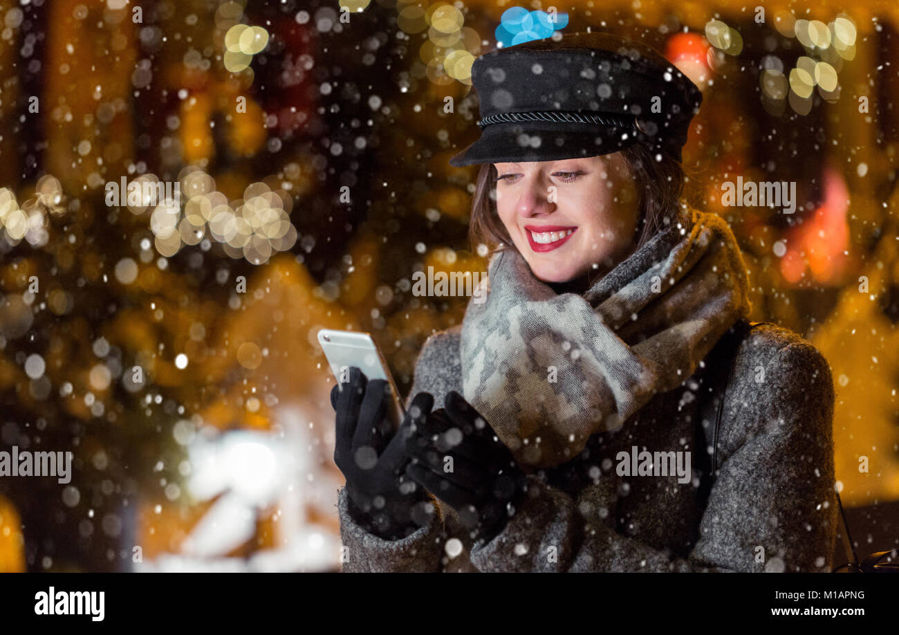 Pretty Girl Uses Smartphone Stock Photo - Alamy