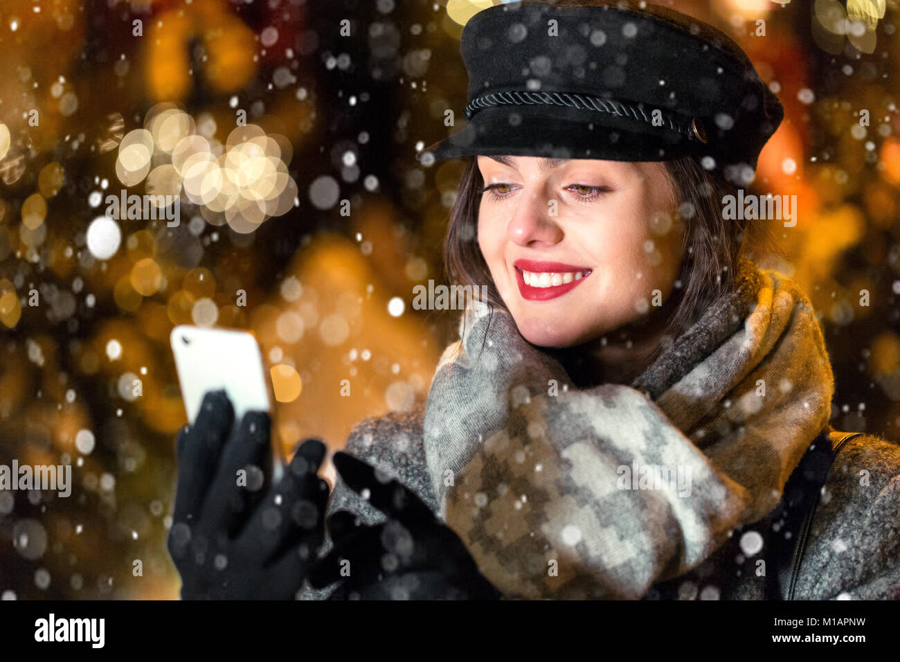 Pretty Girl Uses Smartphone Stock Photo - Alamy