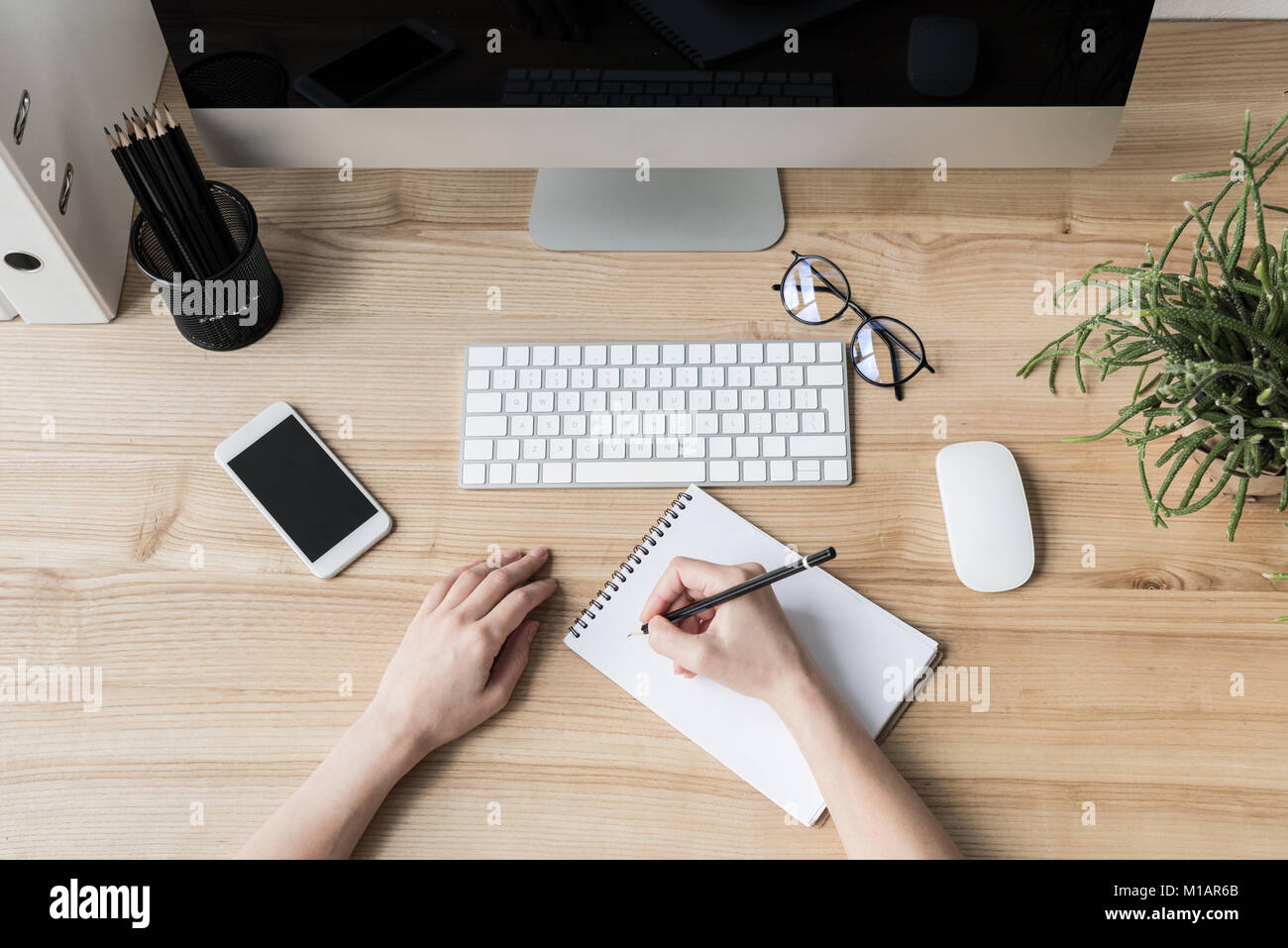 Top view female hands writing hi-res stock photography and images - Alamy