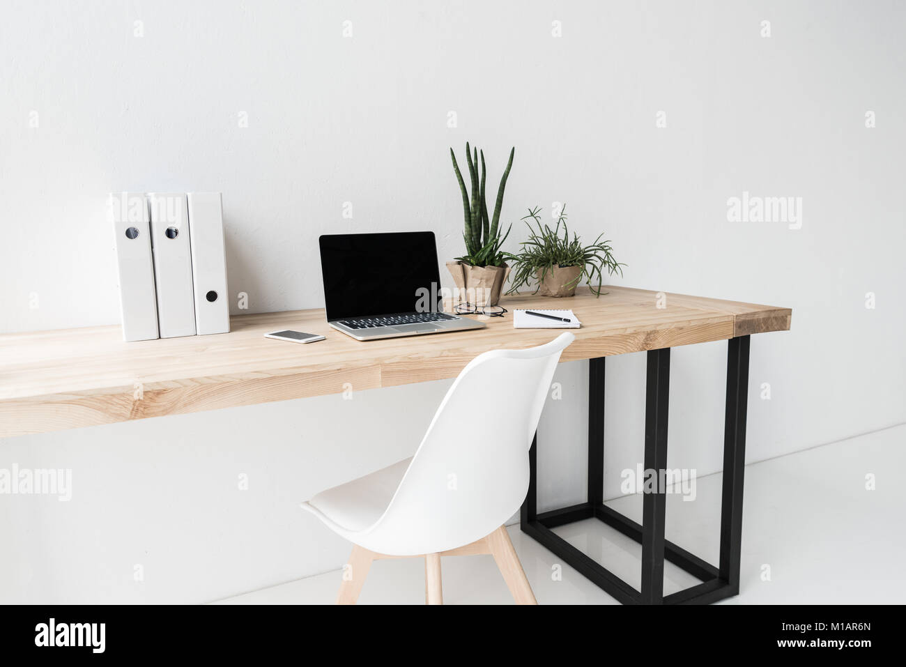 workplace with laptop computer Stock Photo - Alamy
