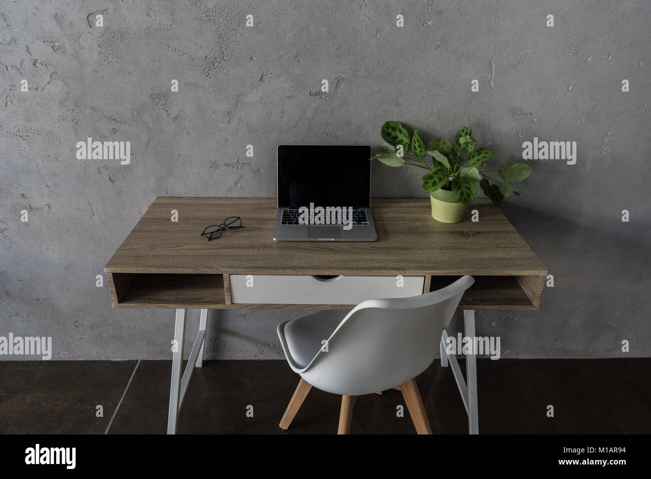 workplace with laptop computer Stock Photo - Alamy