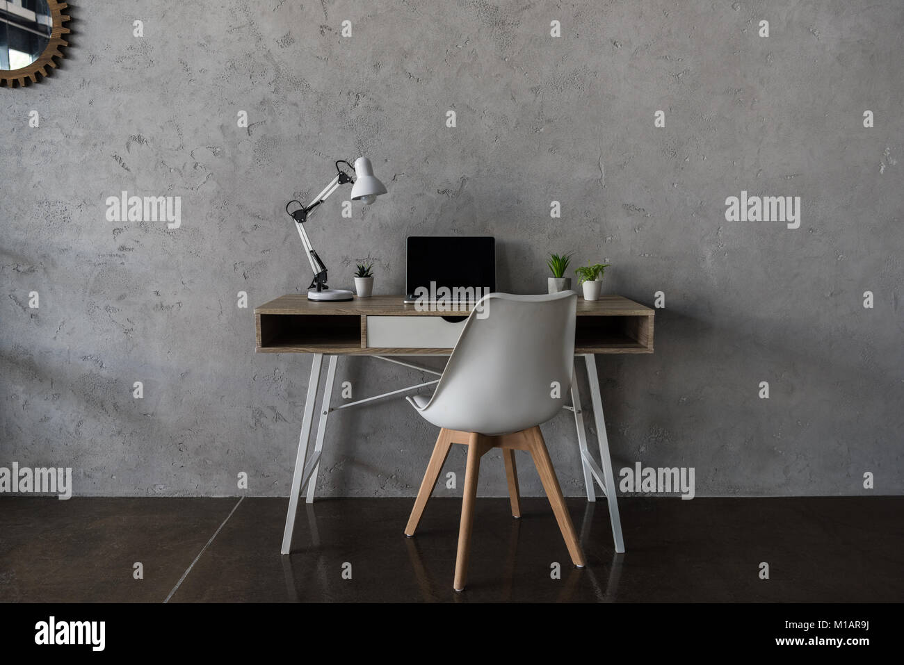 workplace with laptop computer Stock Photo - Alamy