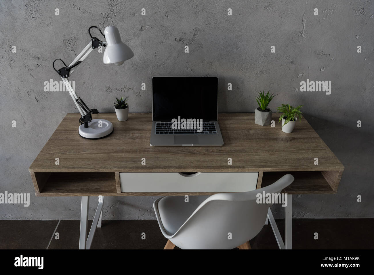 workplace with laptop computer Stock Photo - Alamy