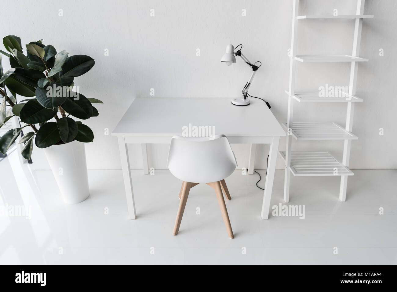 stylish white workplace Stock Photo - Alamy