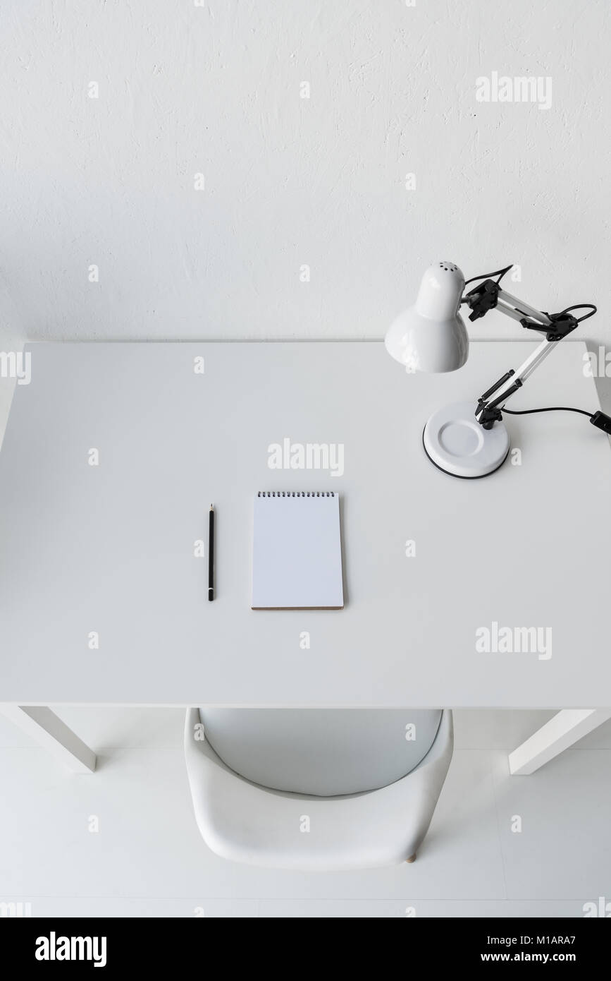 stylish white workplace Stock Photo - Alamy