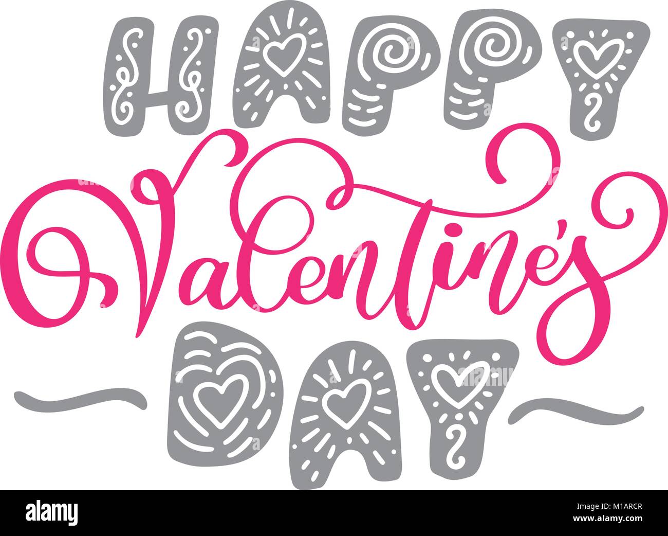 Happy Valentines Day typography poster with handwritten calligraphy ...