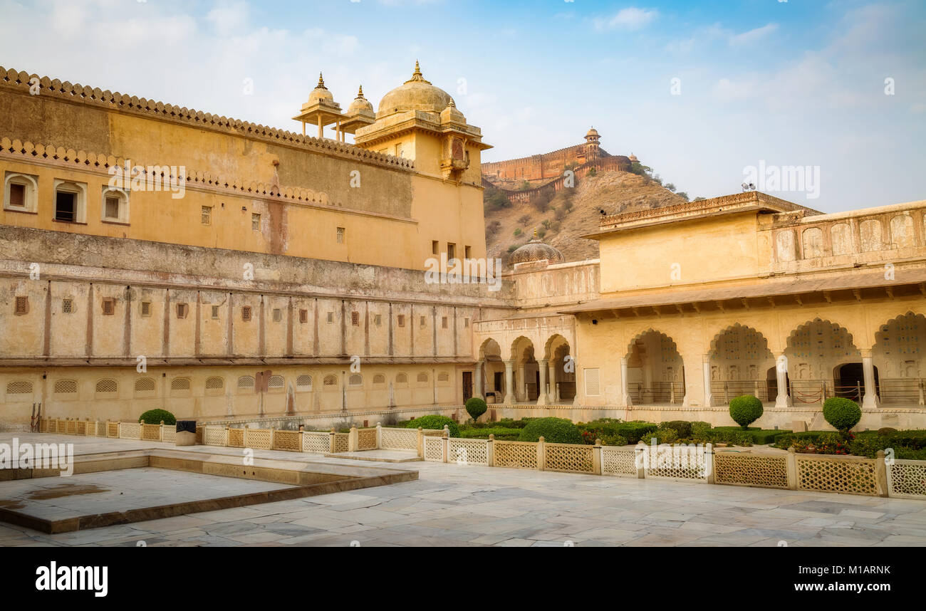 Amber Fort Jaipur open courtyard with ancient architectural structure ...
