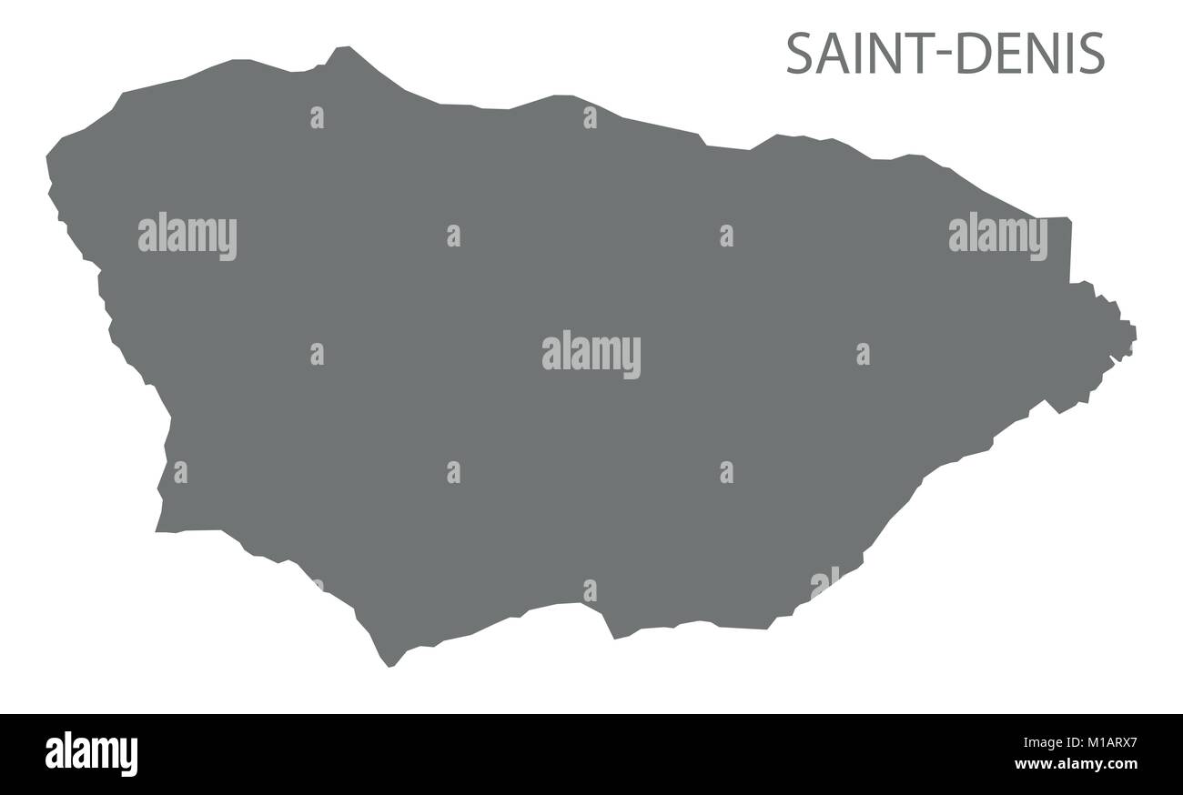 Saint-Denis map of Reunion grey illustration silhouette shape Stock ...