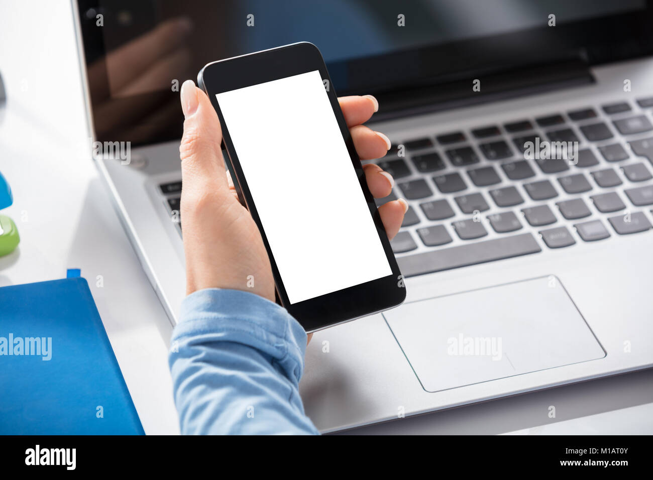 Smart corporate lady holding laptop hi-res stock photography and images ...