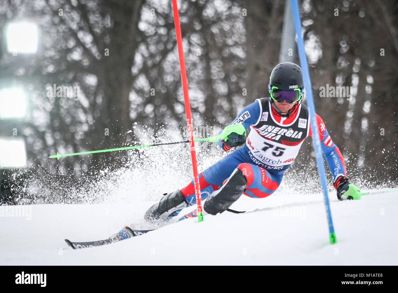 ZAGREB, CROATIA - JANUARY 4, 2018 : Falat Matej of Svk competes during ...
