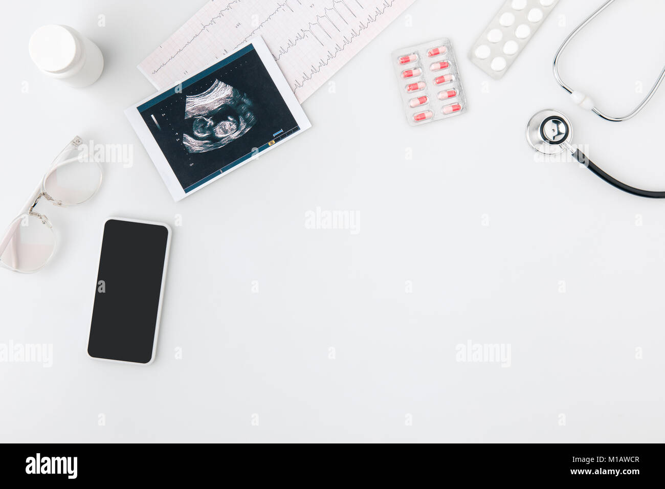 different objects scattered isolated on white background Stock Photo ...