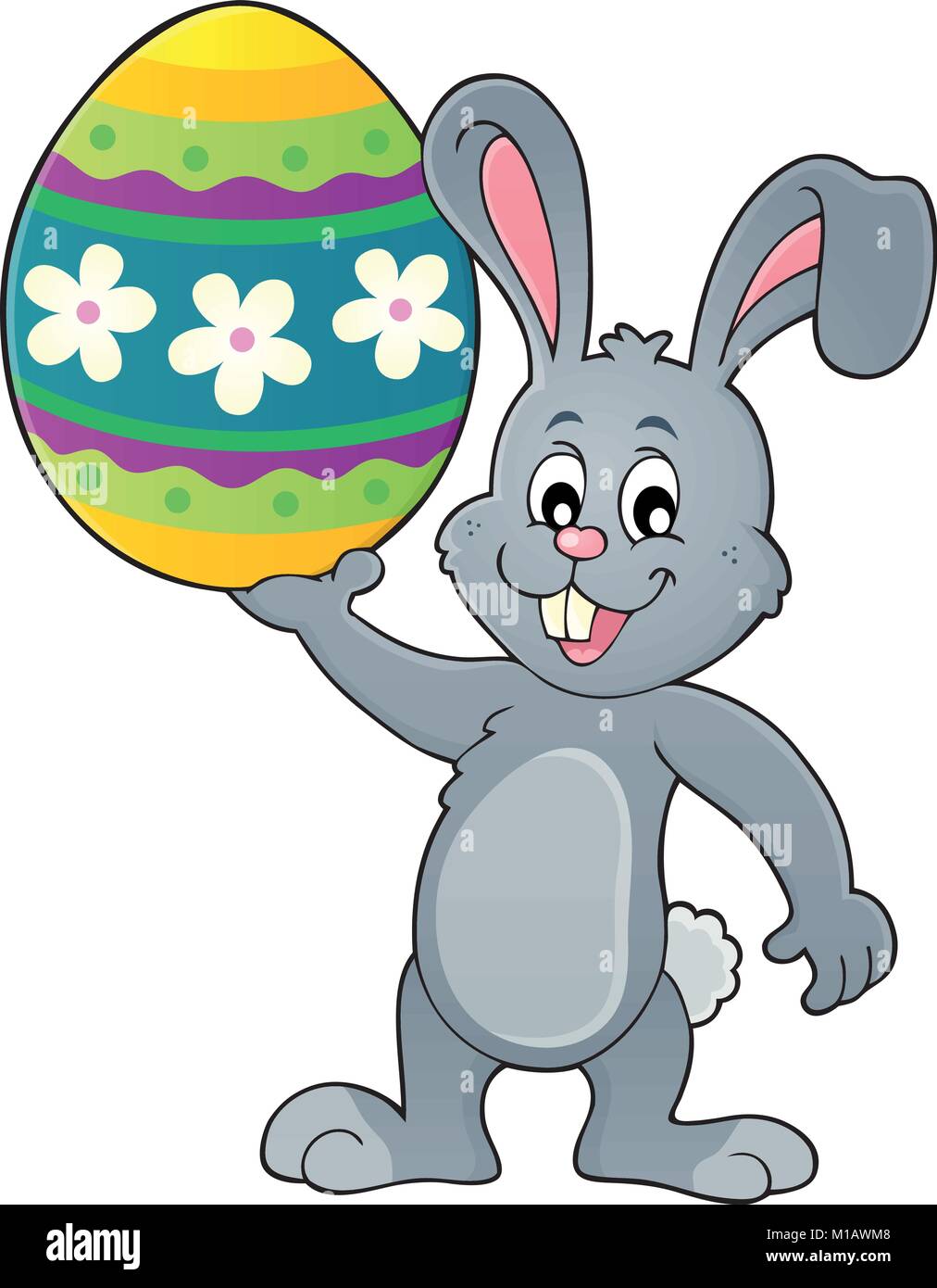 Bunny holding big Easter egg topic 1 - eps10 vector illustration Stock ...