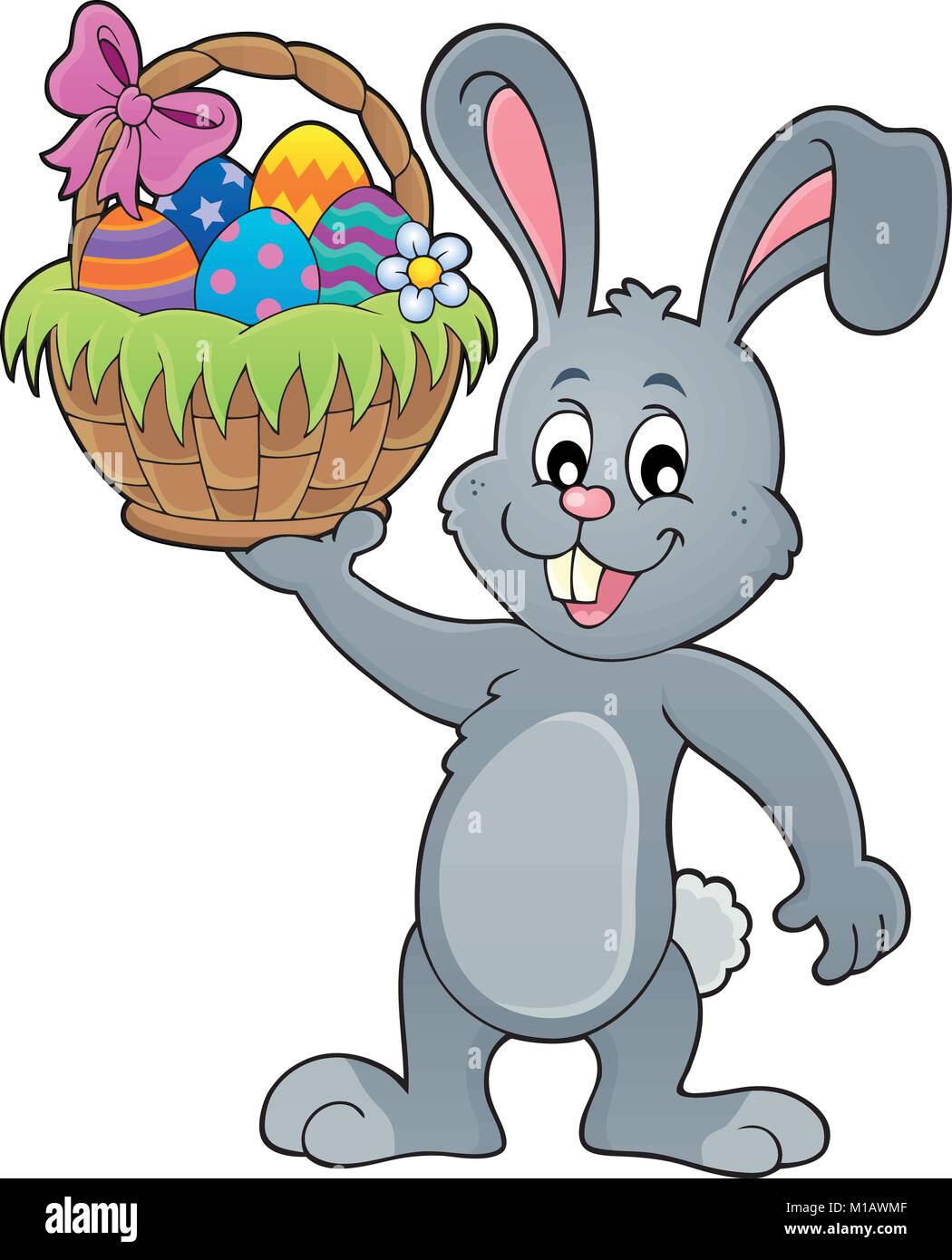 Bunny holding Easter basket topic 1 - eps10 vector illustration Stock ...