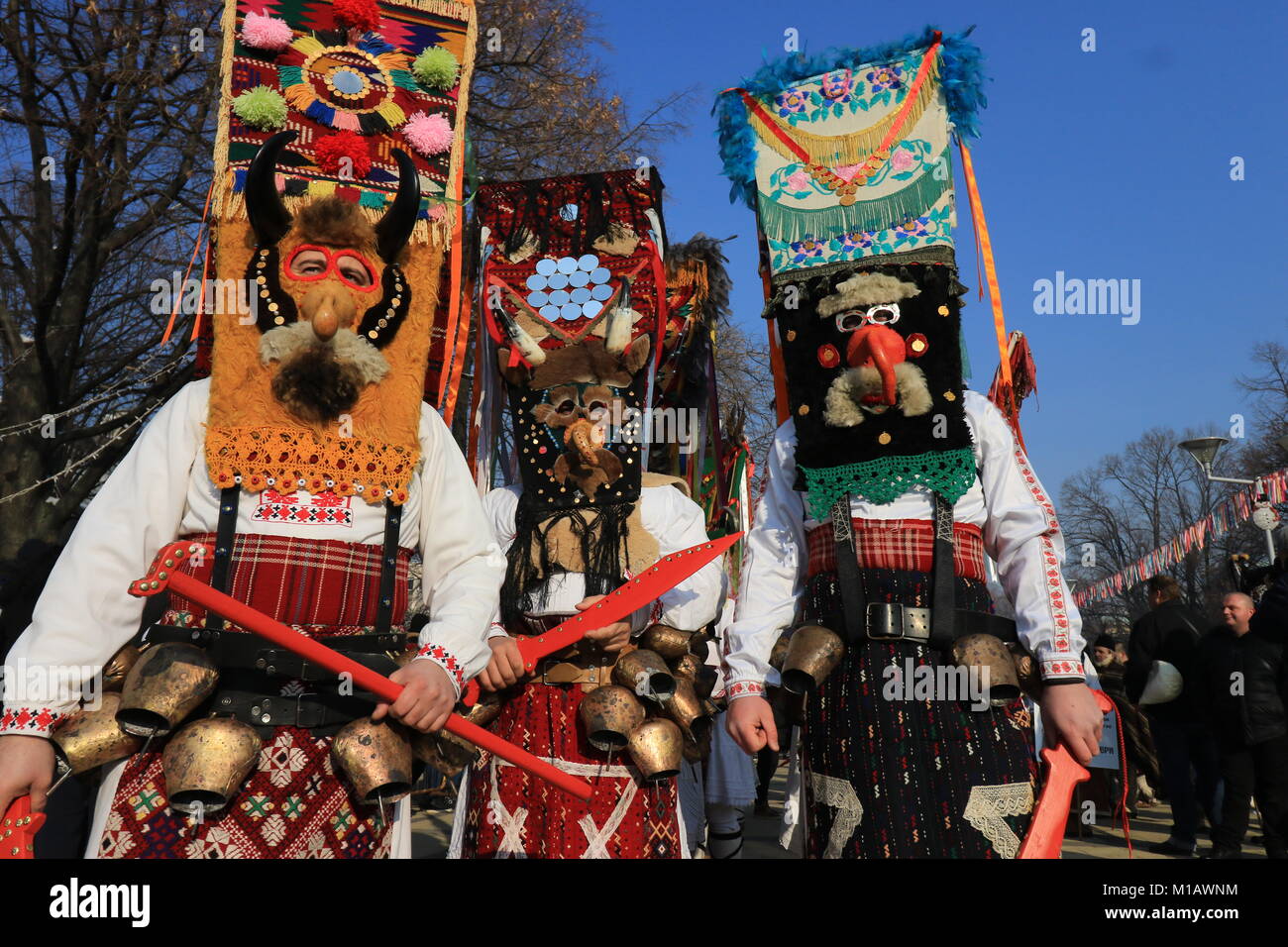 People with mask called Kukeri dance and perform to scare the evil ...