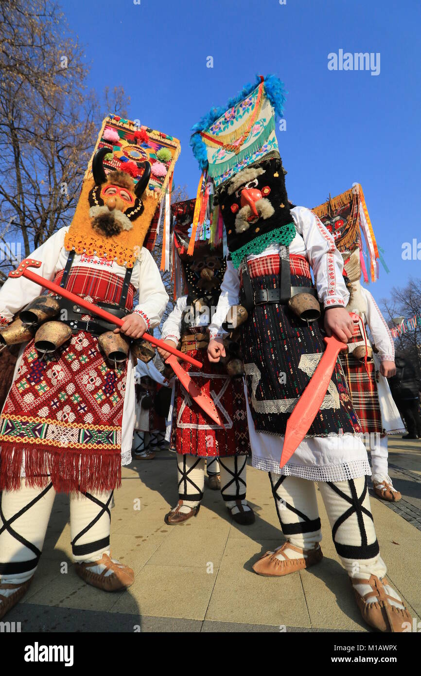 People with mask called Kukeri dance and perform to scare the evil ...