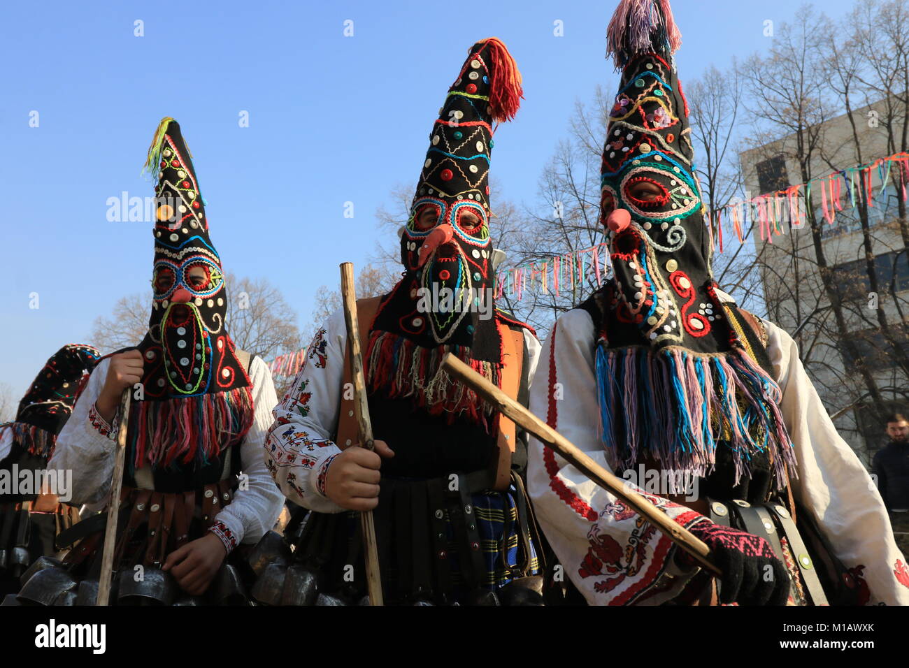 People with mask called Kukeri dance and perform to scare the evil ...