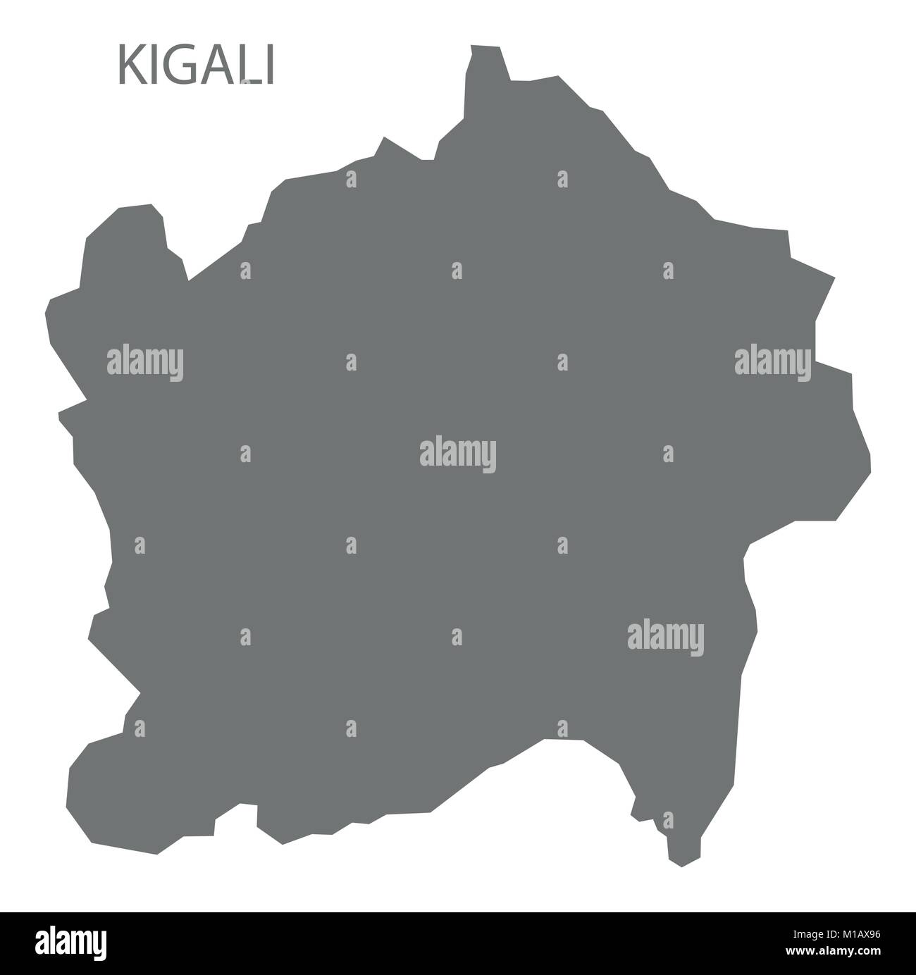 Kigali map of Rwanda grey illustration silhouette shape Stock Vector ...