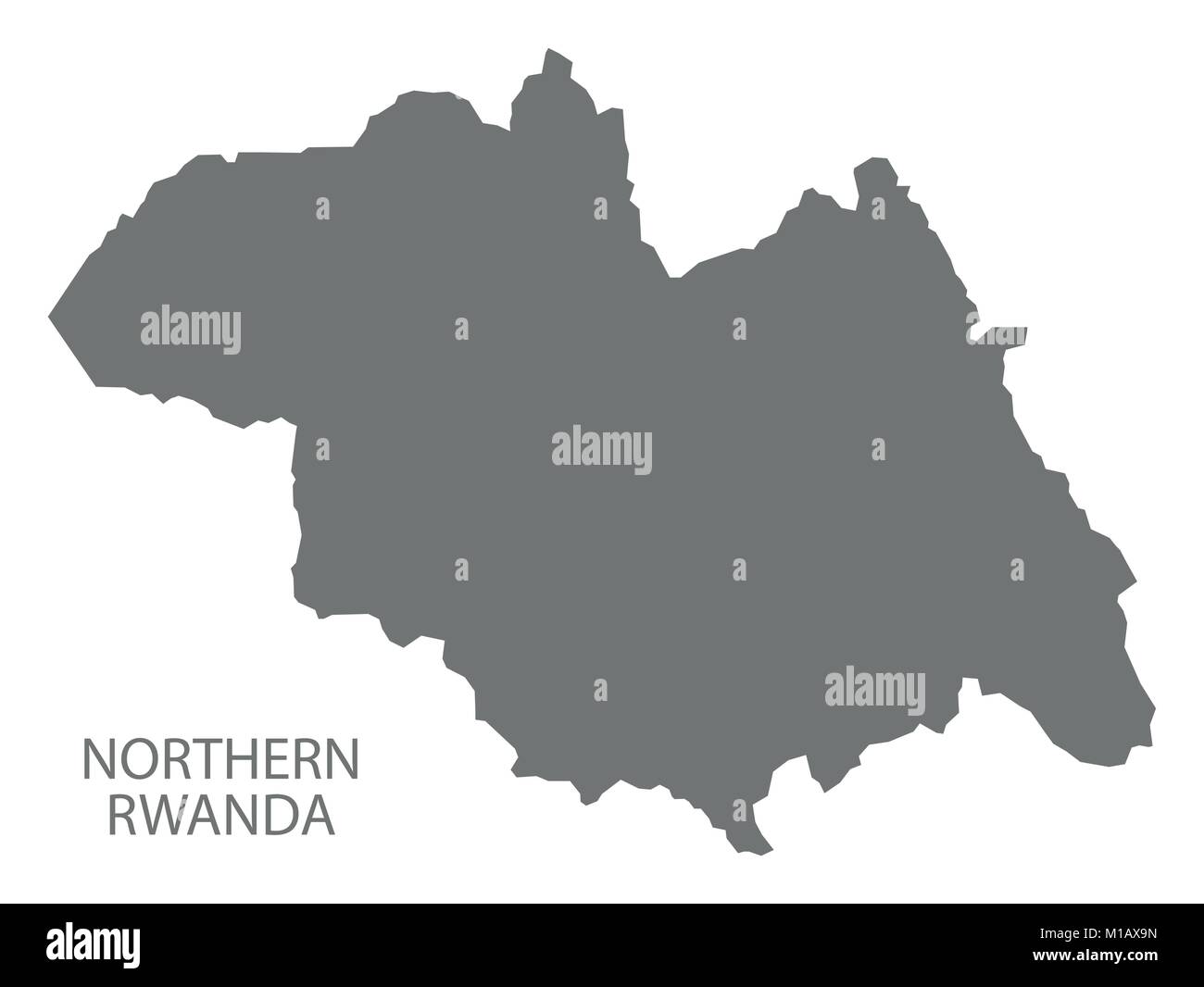 Northern Rwanda map of Rwanda grey illustration silhouette shape Stock ...