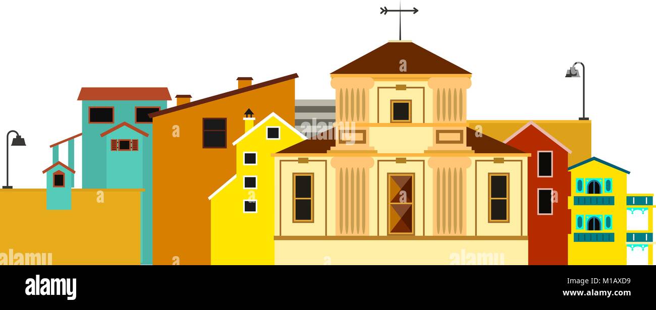 Urban landscape illustration. Vector isolated city buildings Stock ...