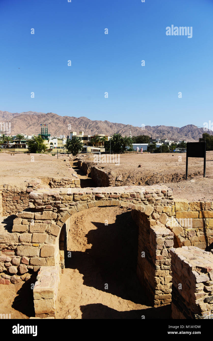 Remains of Ayla - an enclosed, Islamic city founded in 650 Stock Photo ...